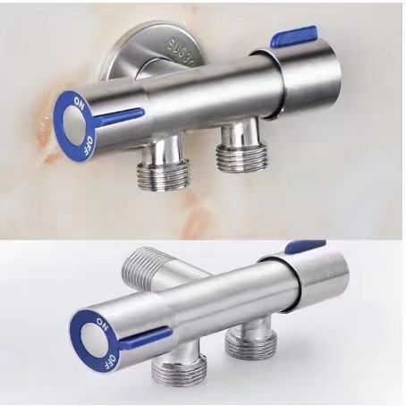 Stainless Steel 304 G1/2" Angle Valve One Into Two Out Three-way ...