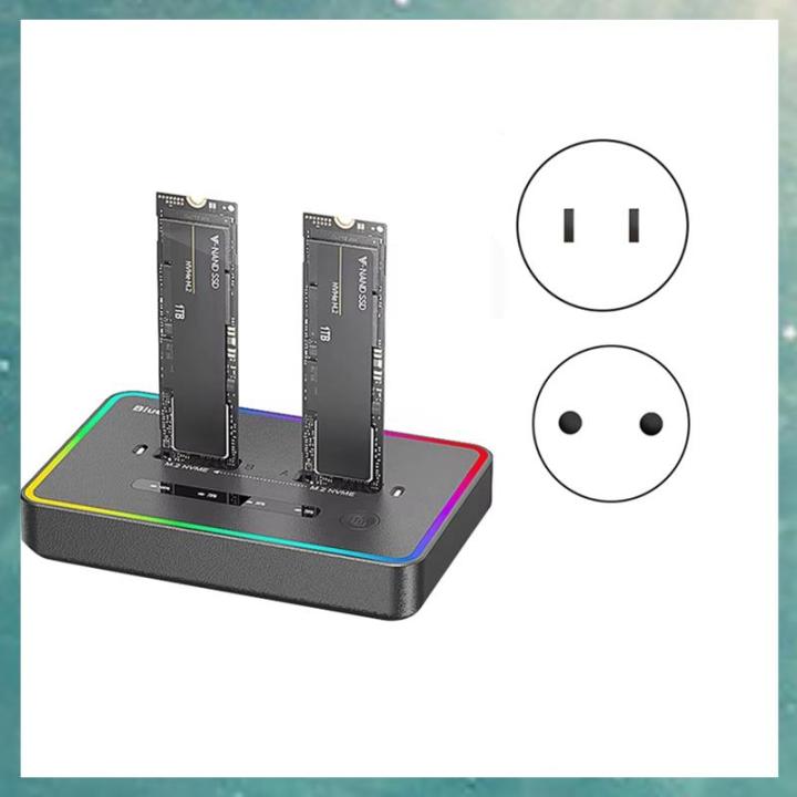 (AJDC) Dual-Bay M.2 NVME SSD Docking Station RGB USB C Type C OFFline ...