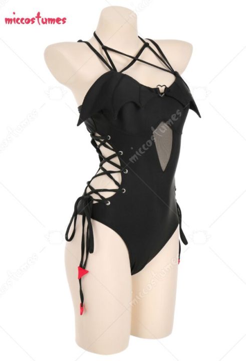 Miccostumes Gothic Sexy Bikini Set For Women Swimsuit Halter Pentagram