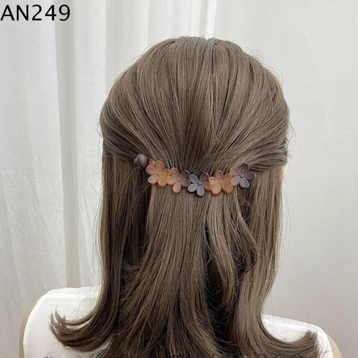 AN249 สง่างาม ที่ใส่ผมหางม้า เครื่องประดับแฟชั่น ผู้หญิง คลิปกล้วยดอกไม้ กิ๊บติดผมวินเทจ กรงเล็บ ...