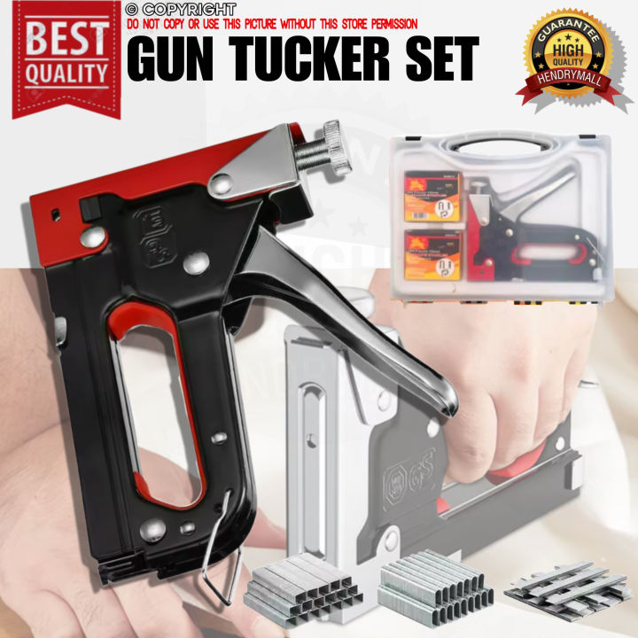 Gun Tucker Set 3 Way Manual Heavy Duty Stapler Staple Gun Nailer Tacker ...