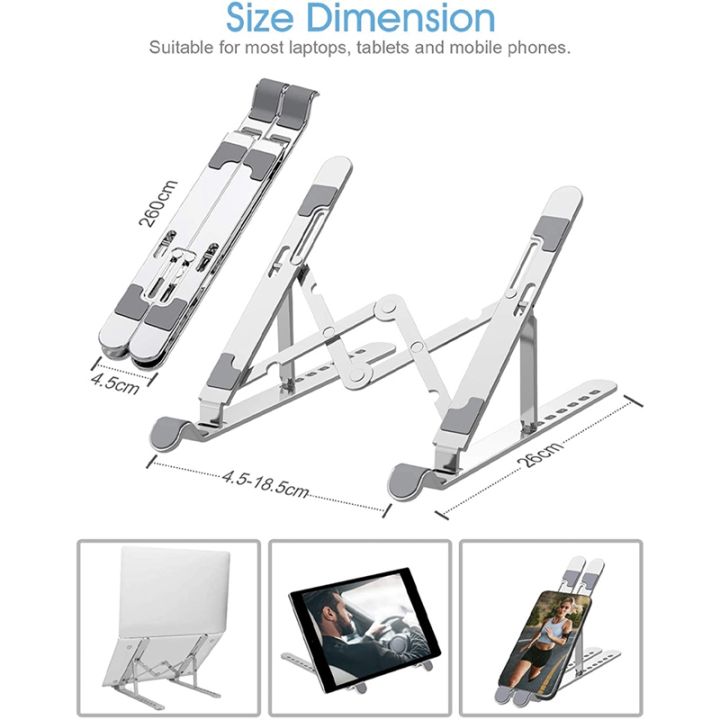 Laptop Stand, Adjustable Portable ABS Plastic Laptop Riser with 7 ...