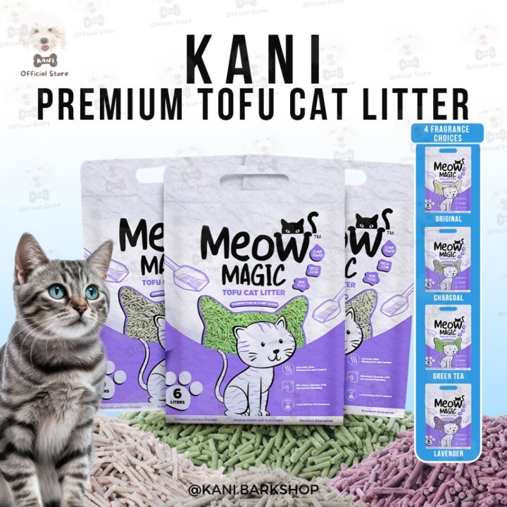 Kani Premium Tofu Cat Litter Water-Soluble 6L Cat Litter, Natural ...