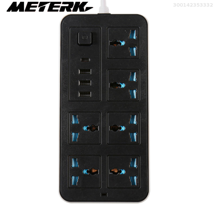 เบ้าไฟสมาร์ท Meterk พร้อมช่องเสียบป้องกันไฟกระชาก6ช่องพอร์ต USB 3พอร์ตและพอร์ต Type-C แบบปลั๊กไฟ ...