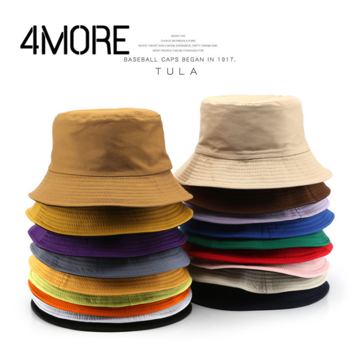 2 Sides Original Japanese Bucket Hats Sun Hat Plain Cotton Student ...