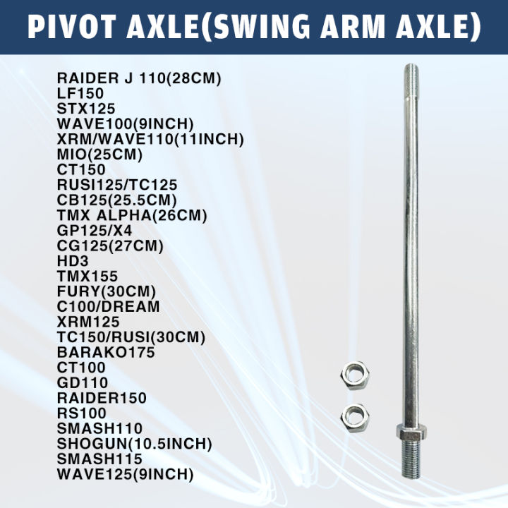 PIVOT AXLE FOR/SWING ARM AXLE VARIOUS MOTORCYCLE BRAND AND MODEL ...