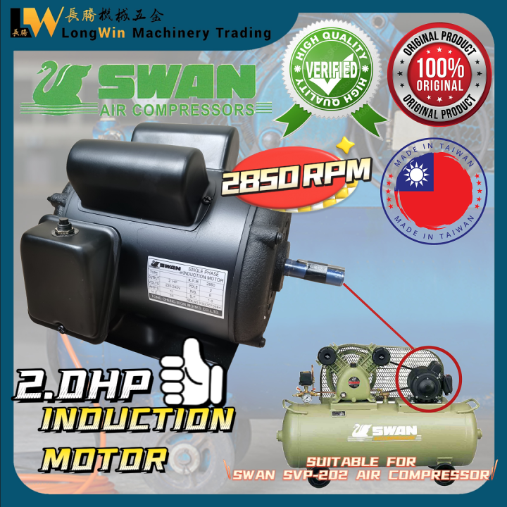 SWAN TAIWAN 2.0HP 2850RPM Single Phase Induction Motor Suitable For SVP-202 Air Compressor Made ...