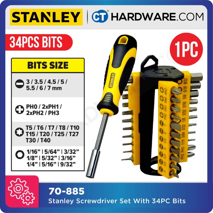 STANLEY 70885 MULTI BIT SCREWDRIVER SET 34 PCS 70 885 TORX SLOTTED PHILIPS HEXAGON Lazada Lazada