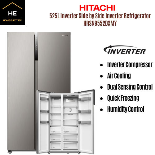 HITACHI 525L Inverter Side by Side Inverter Refrigerator with Touch ...