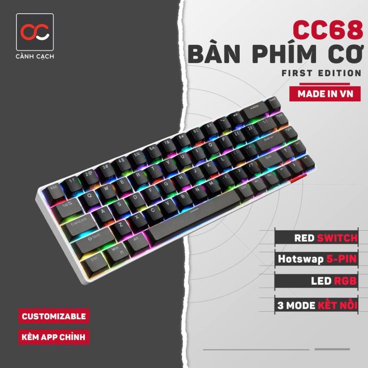 Bàn phím cơ RGB HOTSWAP 5 PIN RED SWITCH CC68 | Lazada.vn