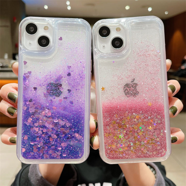 Rivel Liquid Quicksand Transparent Phone Case For iPhone 15 14 13 12 11 ...