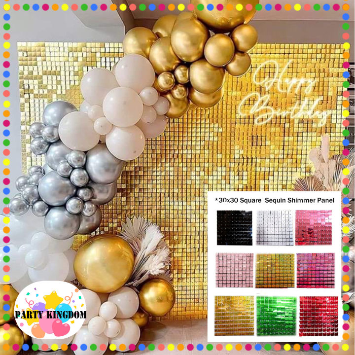 Party Kingdom 1PC Square Shimmer 30x30CM Sequin Wall Panel Backdrop ...
