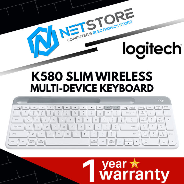 LOGITECH K580 SLIM WIRELESS MULTI-DEVICE KEYBOARD (OFF-WHITE) - 920-009211 | Lazada