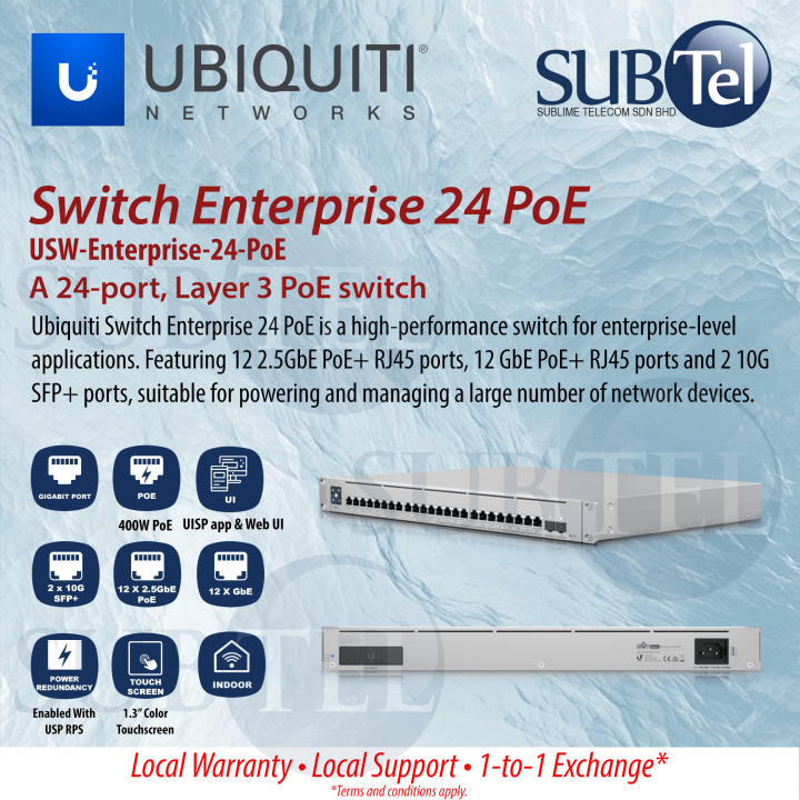 Ubiquiti Switch Enterprise 24 PoE USW-Enterprise-24-POE 24 POE+ ports ...