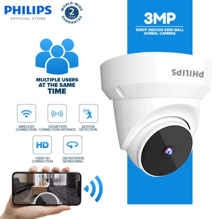 PHILIPS 1080P CCTV Camera 3MP Indoor Wireless IP Security Cameras Wifi ...