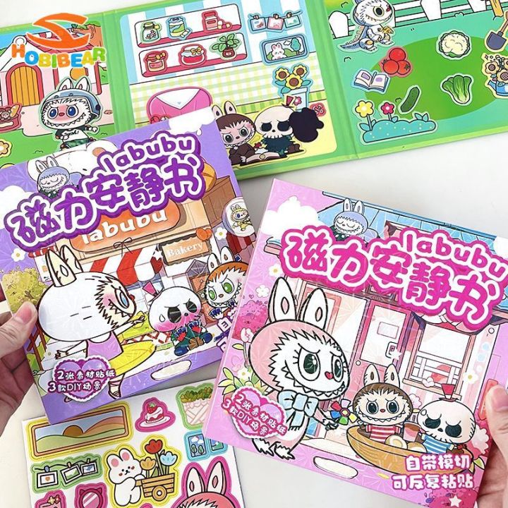 HOBIBEAR Playing house toys, cartoon Labubu magnetic quiet book ...