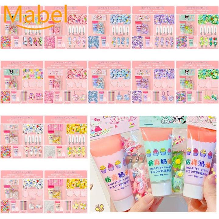 SDFBN Guka guka คลิปผมกาวครีม DIY เรซิน การ์ตูนลายการ์ตูน ชุดการ์ดโกะ ...