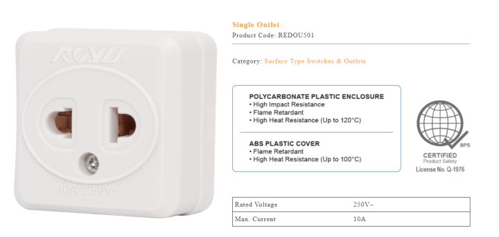 Royu Single Outlet Devices REDOU501 10A250V | Lazada PH