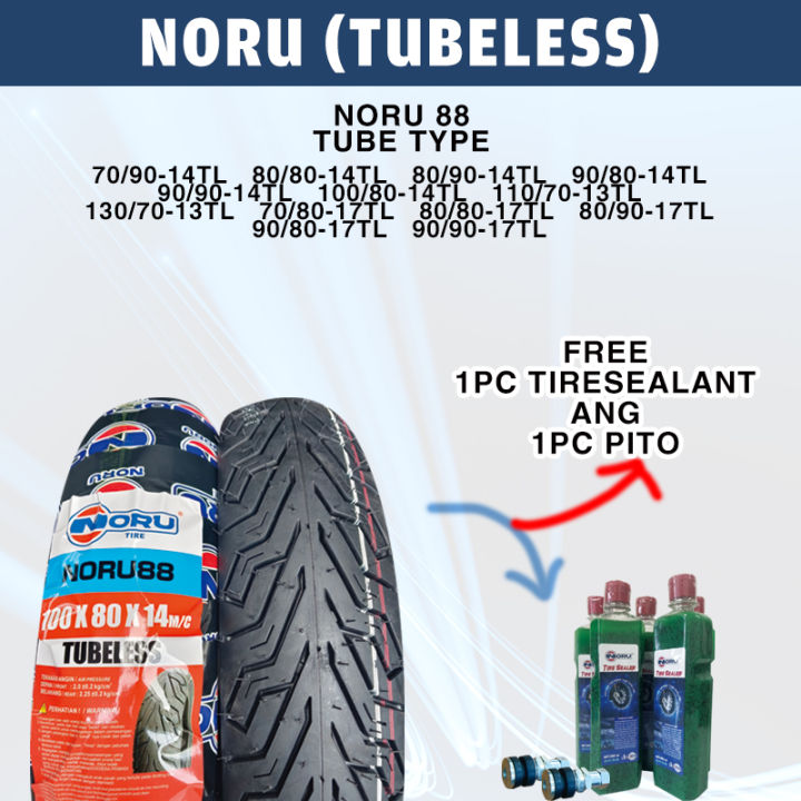 NORU MOTORCYCLE TIRE TUBELESS FREE 1 PCS TIRE SEALANT AND 1 PCS PITO ...