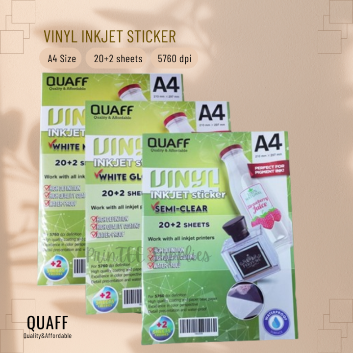 PrinTEE - QUAFF Vinyl Inkjet Sticker Semi Clear Transparent/ White ...