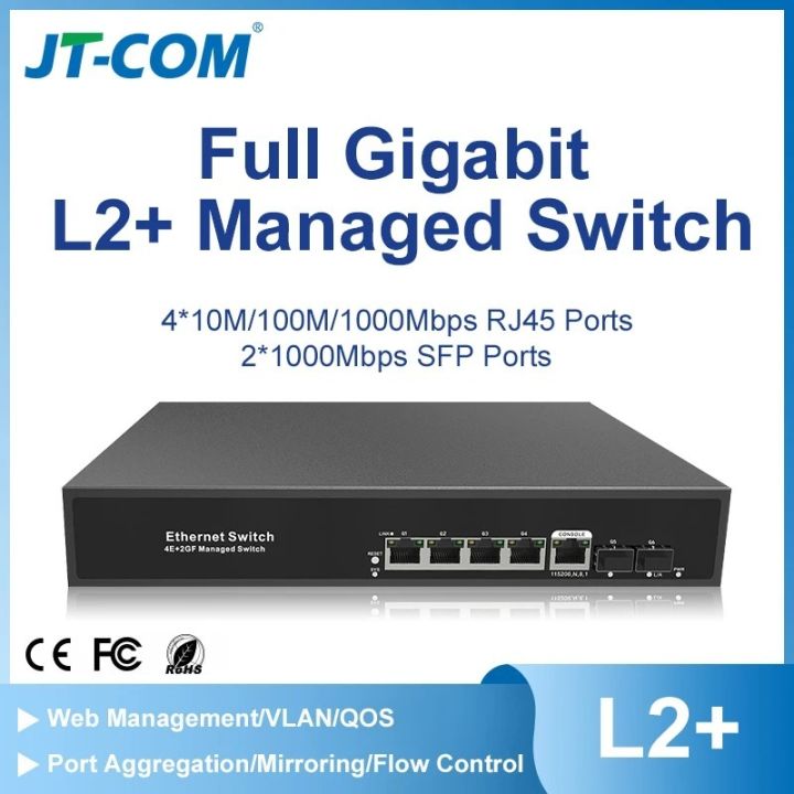 JT-COM 6-Port L2+ Managed Desktop Switch Gigabit with 1000mbps Rj45 ...
