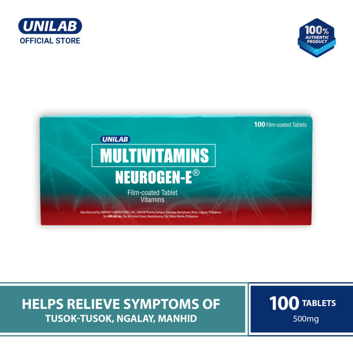 Unilab Neurogen E with Vitamin E and B Complex 100 Tablets - For Healthy Nerves (Relief from ...