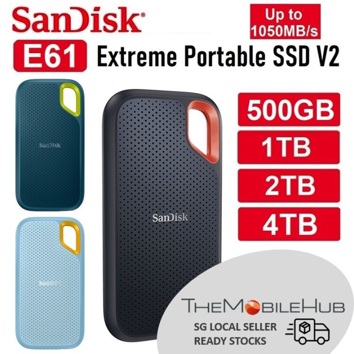 SanDisk E61 Extreme Portable SSD USB 3.2 Gen 2 500GB 1TB 2TB 4TB Type-C and Type-A Hard Disk ...