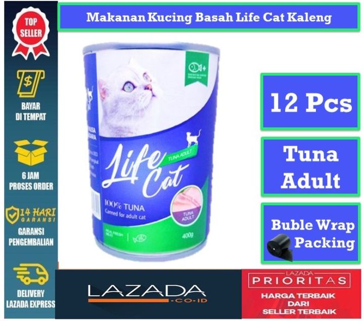Makanan Kucing Basah LIFECAT LIFE CAT Kaleng 400 Gr Rasa Tuna Adult ISI ...