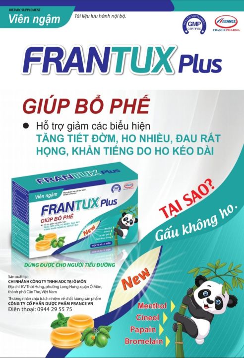 [KẸO NGẬM HO Hộp 40v] FranTux - Long Đờm, Giảm Ho - Dùng Được Cho Người ...