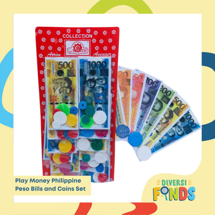 1 Set Play Money Bill and Coins of the Philippines- Educational ...