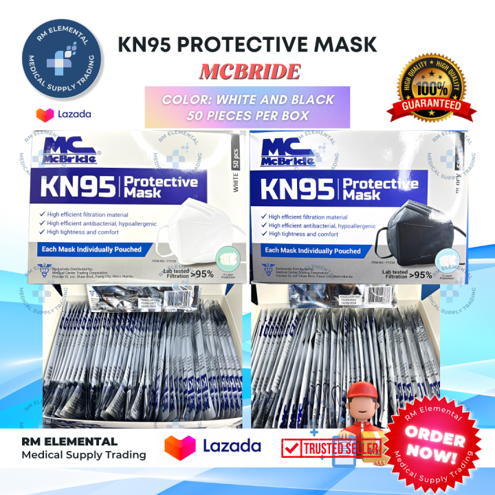 [ BOX ] MCBRIDE KN95 Protective Mask 50 Pieces PER BOX- Available White ...