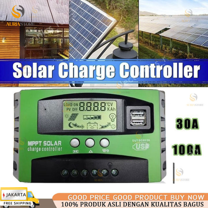 Solar Charge Controller LCD LED Regulator Panel surya pengontrol ...