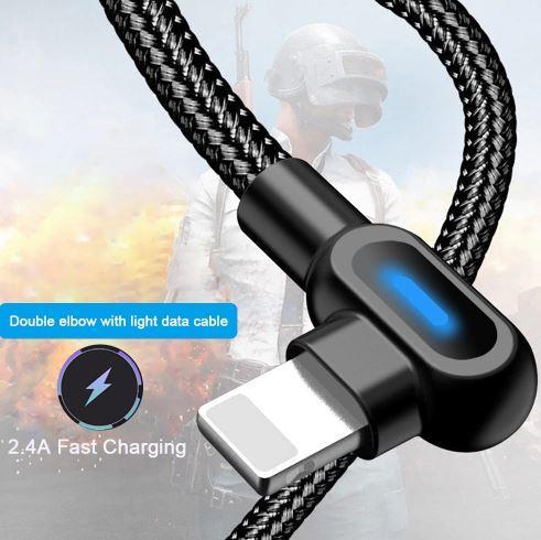 Right Angle 90 Degree Lightning Cable 2M 1M 0.25M USB Cable Fast ...