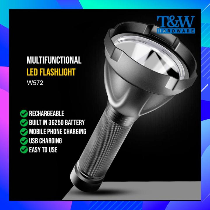 Super Extra Bright Multi-functional Powerful Rechargeable Flashlight Torch Light W572 Outdoor [T ...