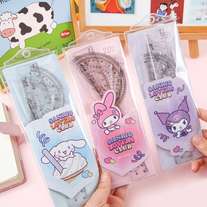 cute Cartoon Set Ruler Sanrio Kuromi Triangle Plate Four Piece Set ...