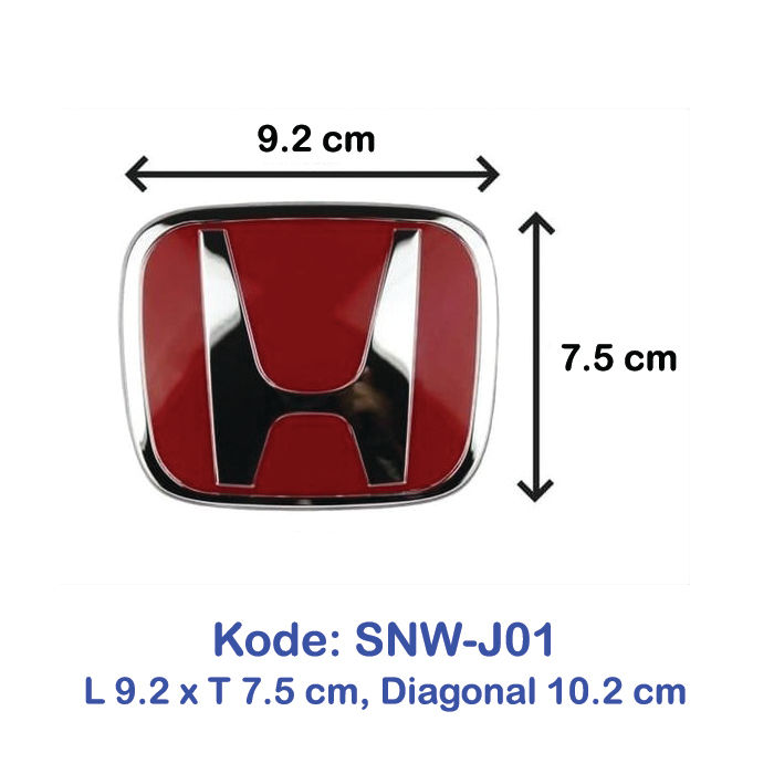 Emblem Mobil Honda Merah Chrome TFO 9,2cm SNW-J01 Depan Belakang Brio ...