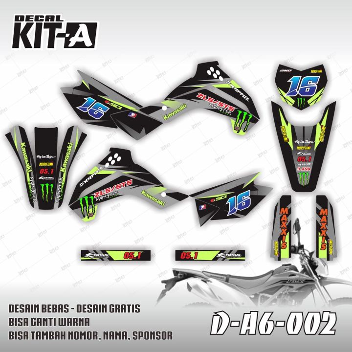 Decal Klx 140 Hijau Hitam Dekal Sticker Striping Stiker Klx 140 D-A6 ...
