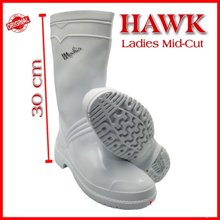 Hawk ladies mid-cut High-quality non-slip rubber white rain boots ...