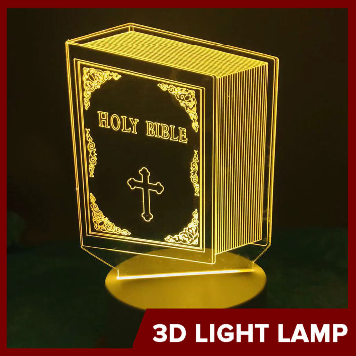 3D Holy Bible Acrylic Night Light Design Optical Illusion Light Desk ...