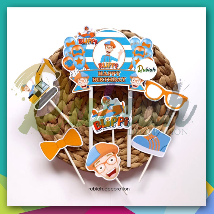 Topper cake karakter Blippi / Hiasan Kue Ulang Tahun Anak | Lazada ...