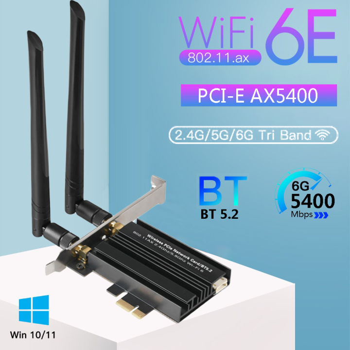 Wifi 6e 5400mbps Tri Band 2.4g/5g/6ghz Wireless Gigabit Network Pcie Adapter Bluetooth 5.2 Wifi ...