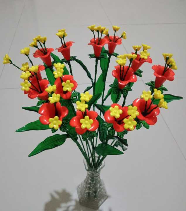 Pertangkai Bunga lili merah / bunga akrilik/ Bunga artificial | Lazada ...