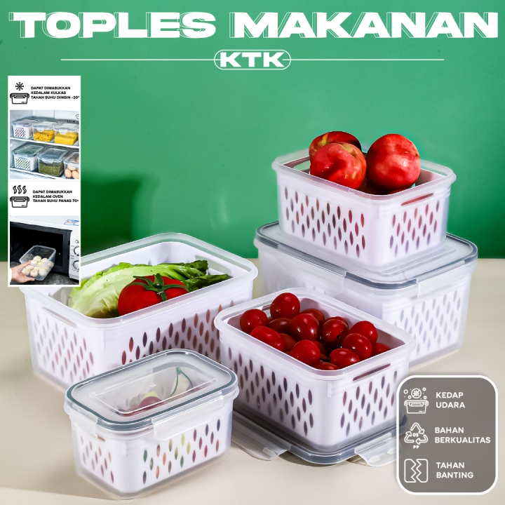 Storage Box Kotak Organizer Buah Sayur Dengan Tirisan Pengering ...