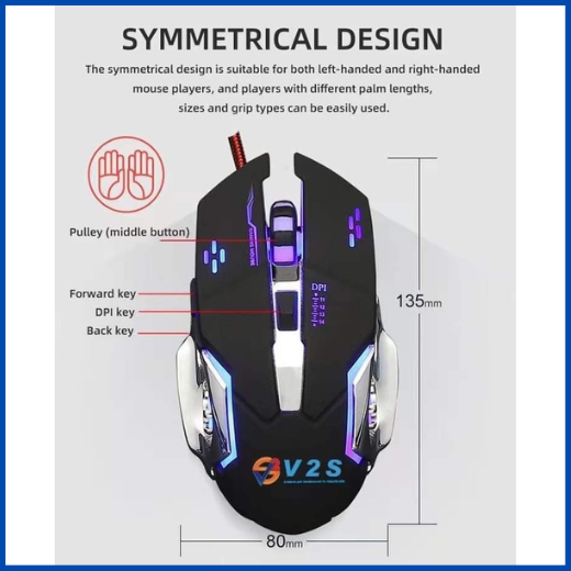 V2S MS-105 USB Gaming Mouse High configuration With RGB Four-Color ...