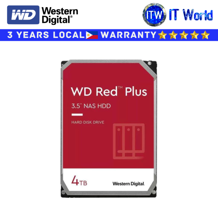 Itw | Western Digital Hard Drive HDD Red Plus NAS 4TB 3.5" SATA 6Gb/s ...