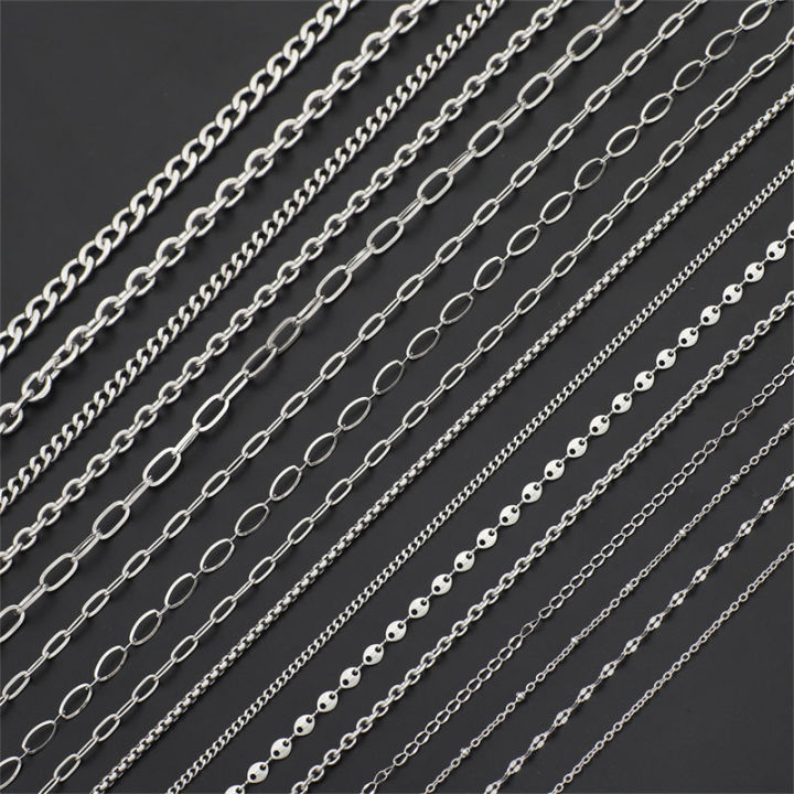 1M/Bag Stainless Steel Jewelry Chain Cuban Link Chain Basic Punk Chain ...