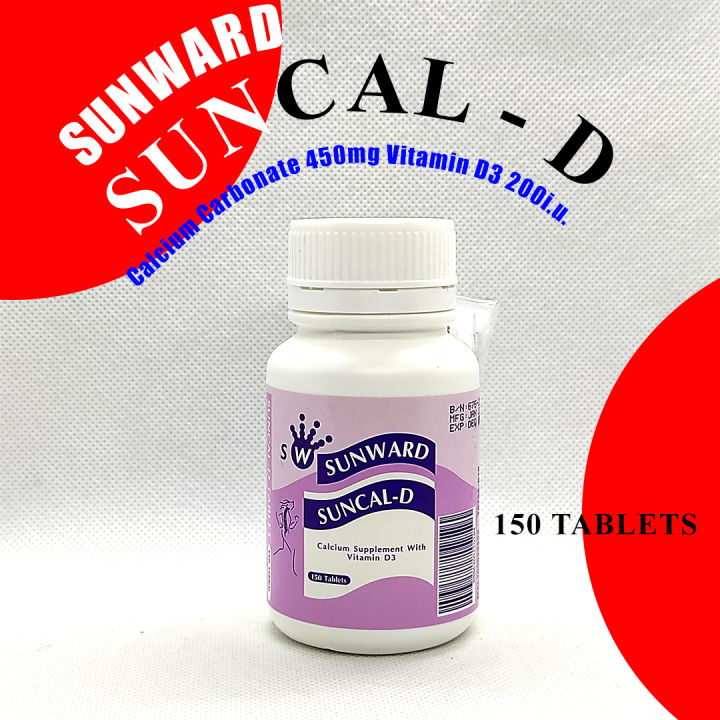 SunWard Suncal-D (Calcium carbonate 450mg/Vitamin D 200IU) 150 Tablets | Lazada Singapore