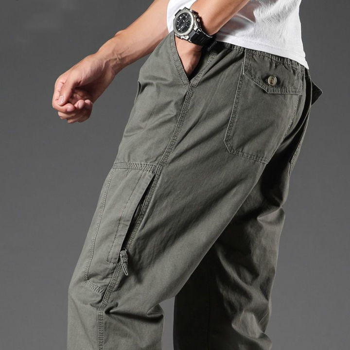 M-6XL SIZE Cargo pants Men's spring and fall cotton high-quality long ...