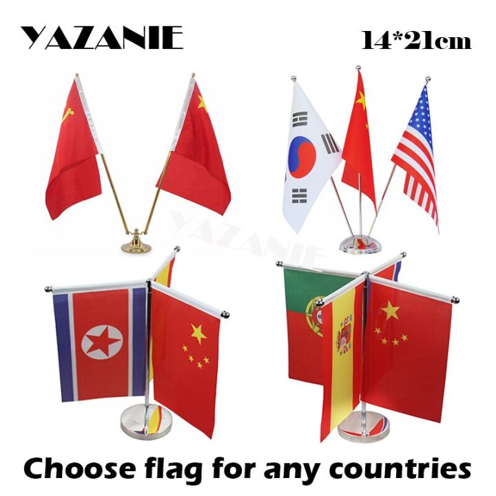 14*21Cm Choose 3 Or 4 Countries Table Desk Flag With Stainless Steel ...