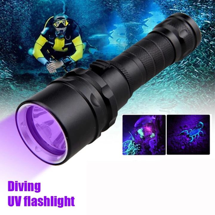 Underwater 100M UV/White Light Diving Flashlight Waterproof LED Torch ...